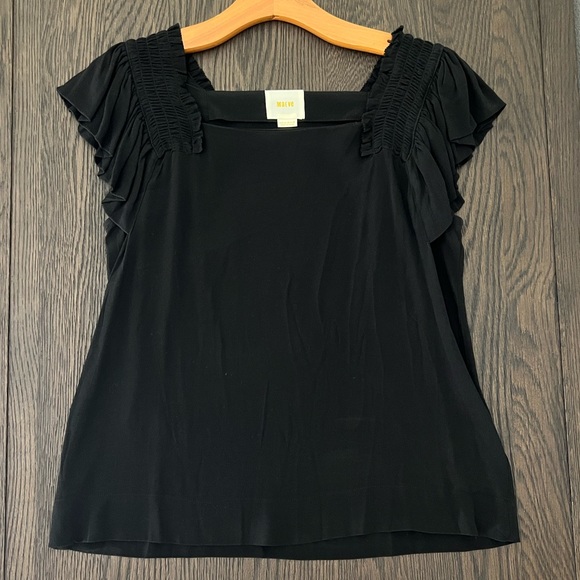 Maeve | Tops | Maeve Top Black Size 6 Ruffle Sleeve Detail Square ...